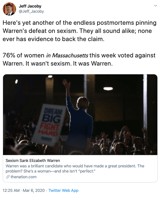 Why Didn’t Elizabeth Warren Succeed? Because the Electorate Is Ignorant!