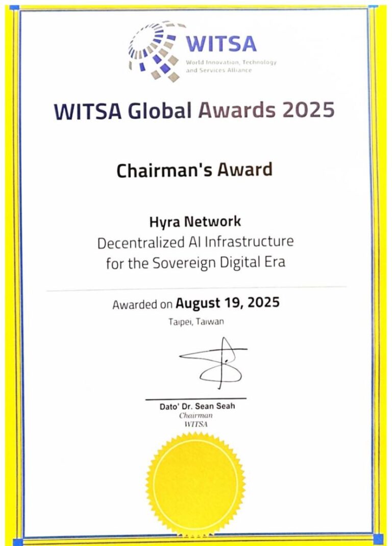 Hyra Network Wins Prestigious Chairman’s Award 2025 at WITSA Global AI ...