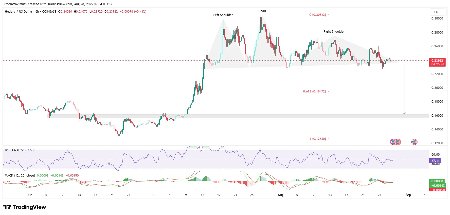Hedera's Next Move? Bearish Pattern Hints at Massive Drop