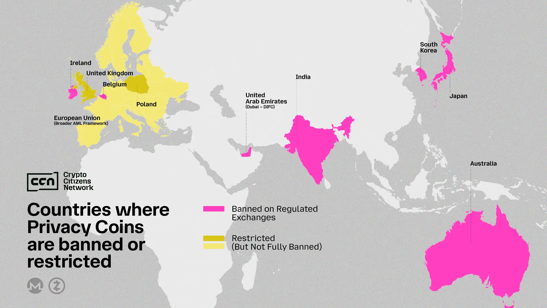 10 Countries Banning or Restricting Monero and Zcash in 2026