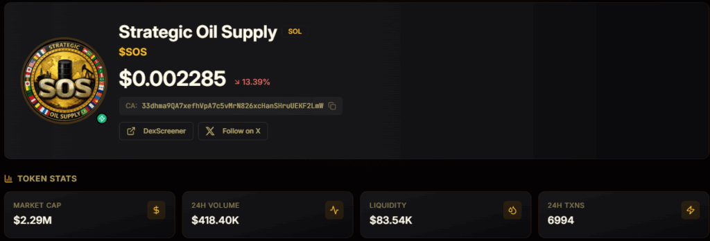 Strategic Oil Supply ($SOS): Is the Solana Token Backed by Real Oil ...