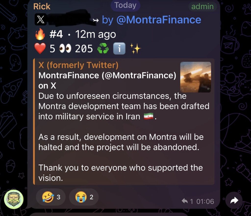 Montra Finance Says Dev Team Was Drafted Into Iranian Military — Then ...