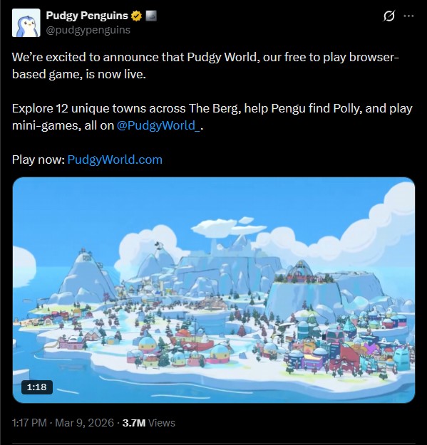 Pudgy World Launches: A Free Browser Game Bringing Web3 to Everyone