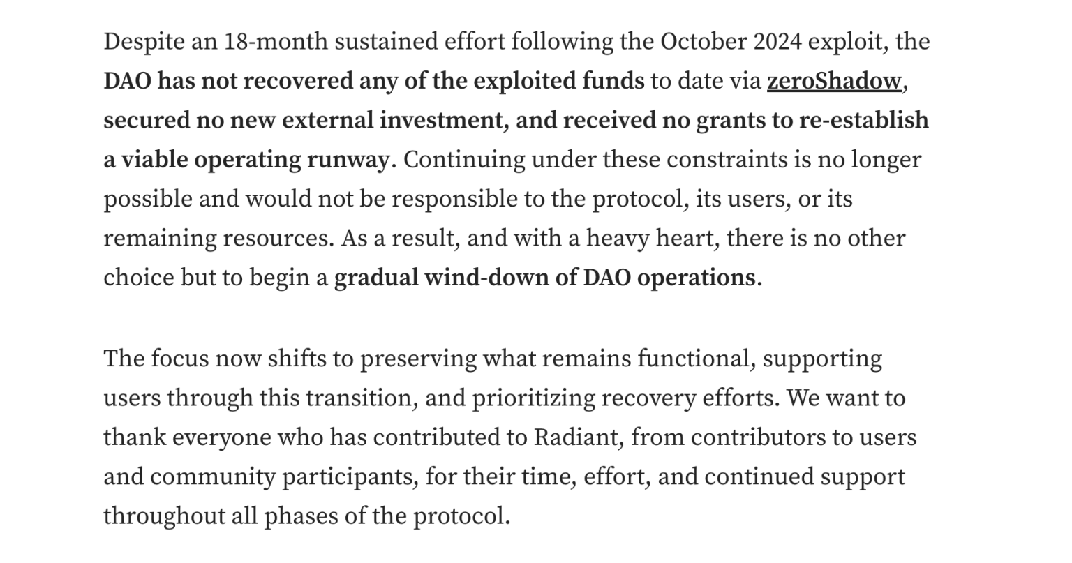 Radiant Capital Shuts Down After $50M Hack as Users Demand Answers on ...